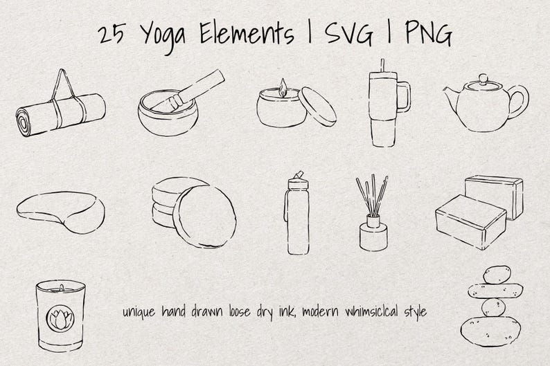 Hand-drawn Yoga Poses Clipart: Whimsical Ink Sketch (digital Download ...