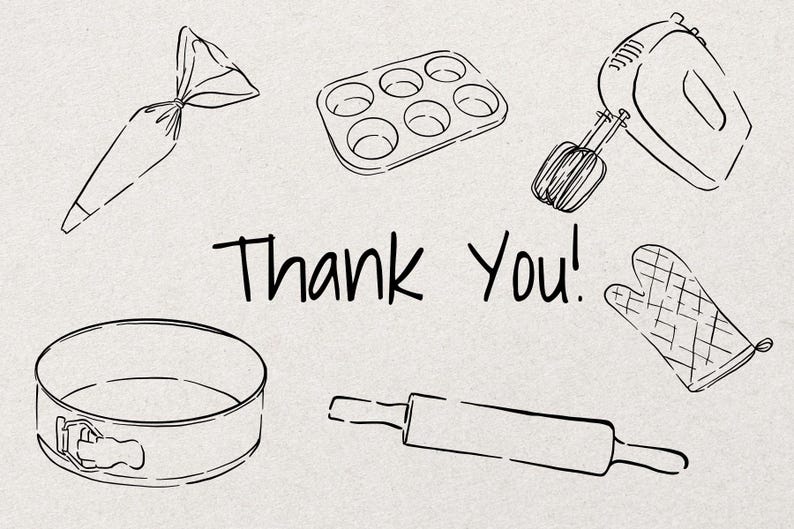 Hand-drawn Baking Clipart Bundle: Whimsical Ink Sketch (PNG, SVG ...