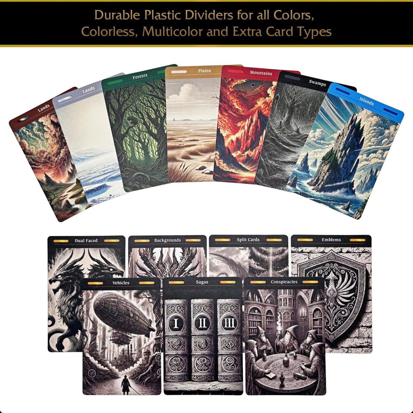 MTG Card Dividers Set – 77 Archival-safe Plastic Magic Card Organizers ...