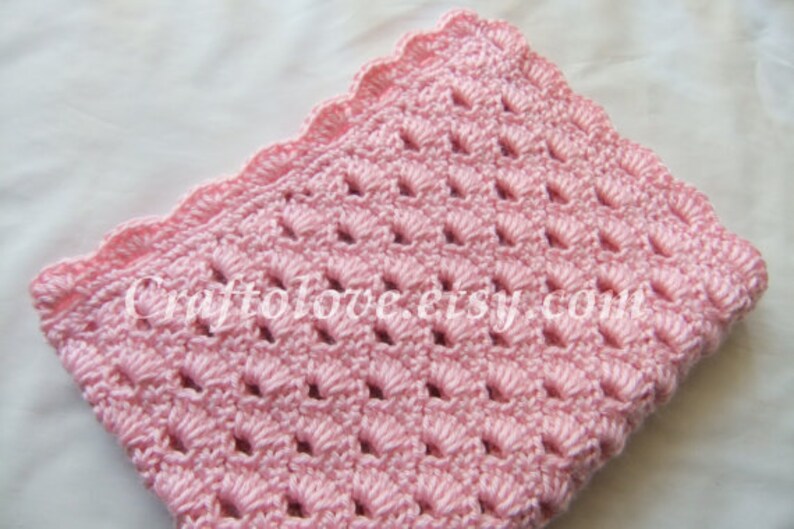 Baby Girl Blanket Crochet Baby Blanket Pink Arch Shells Stroller/travel ...