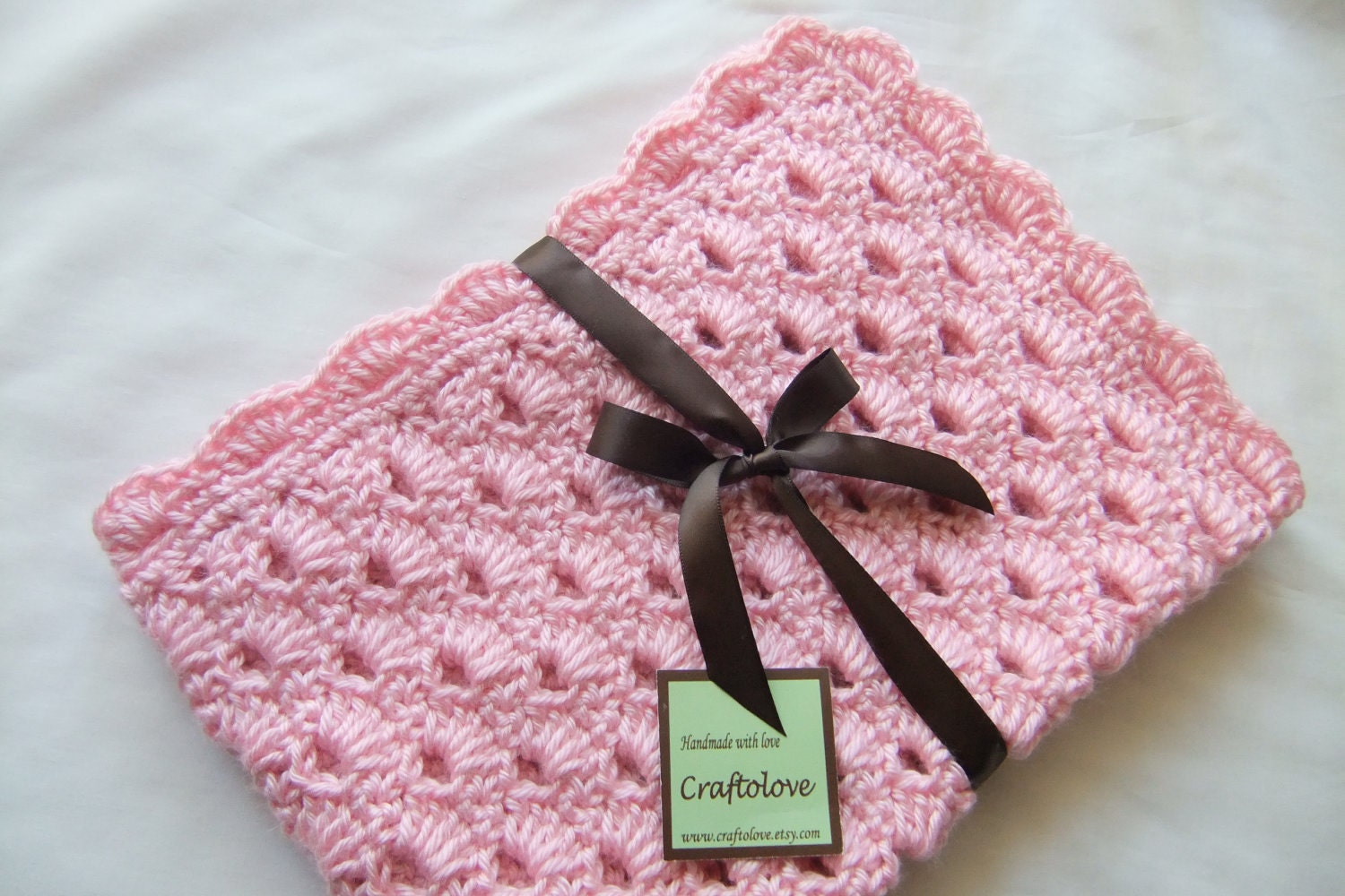 Baby Girl Blanket Crochet Baby Blanket Pink Arch Shells Stroller/travel ...