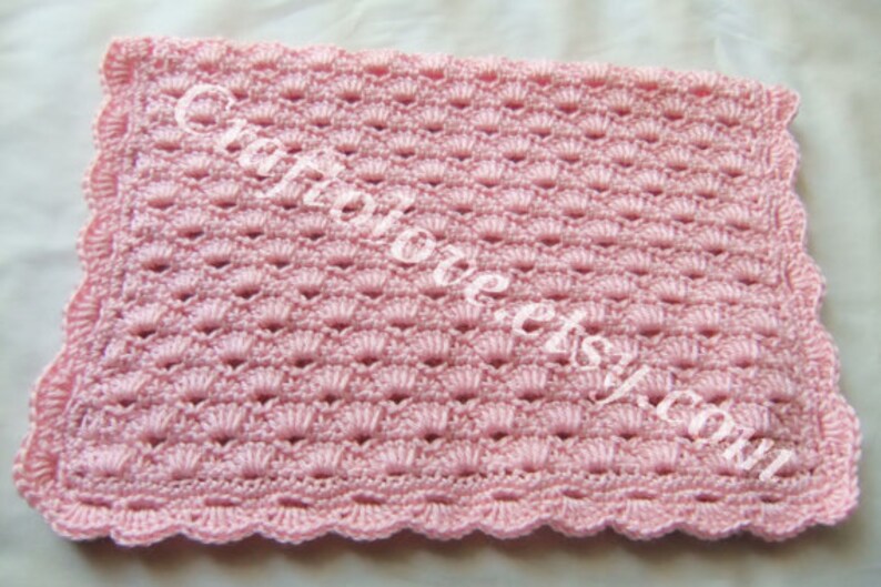 Baby Girl Blanket Crochet Baby Blanket Pink Arch Shells Stroller/travel ...