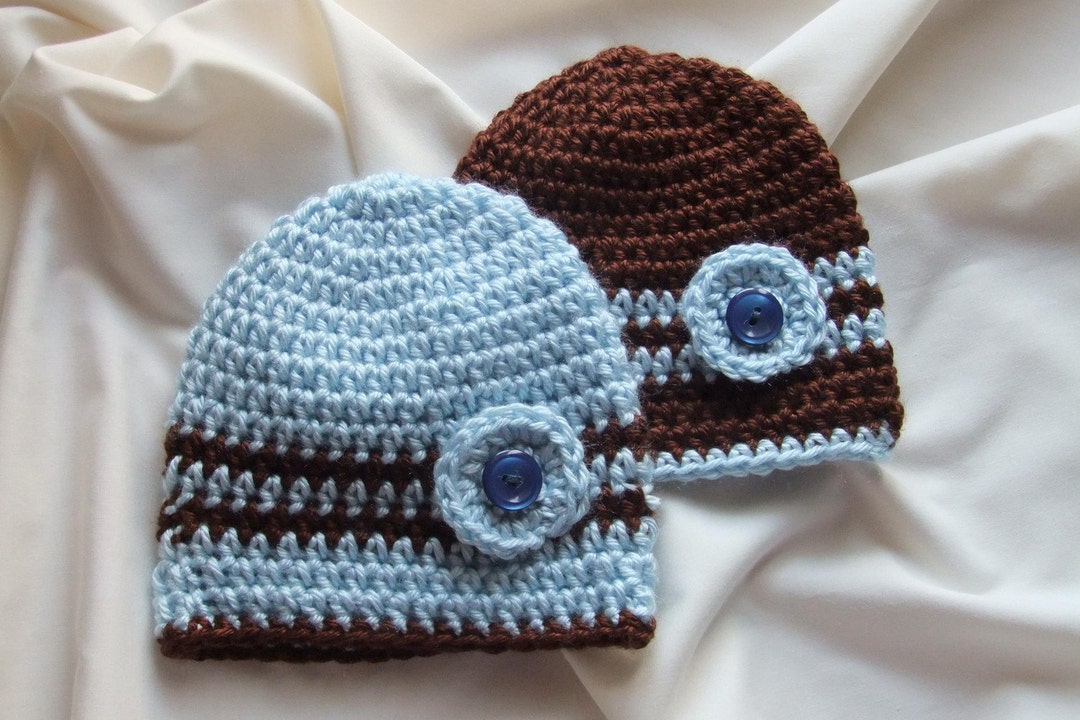 Baby Boy Hats Blue/chocolate Baby Boy Beanie Twin Baby Boy Hats Set of ...