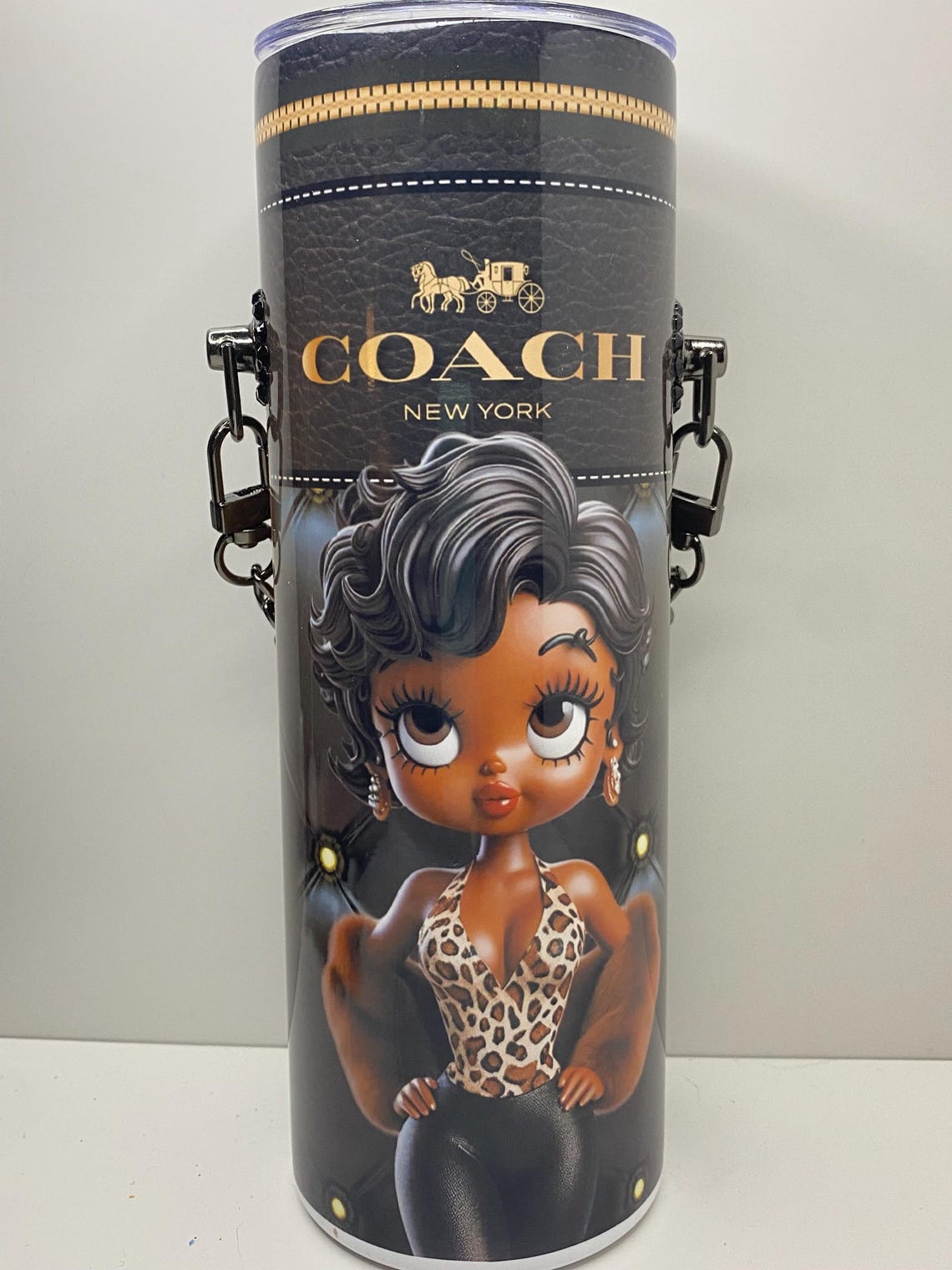 Betty Boop Designer Coach Tumbler Purse 20 Oz W/ Detachable Link Chain ...