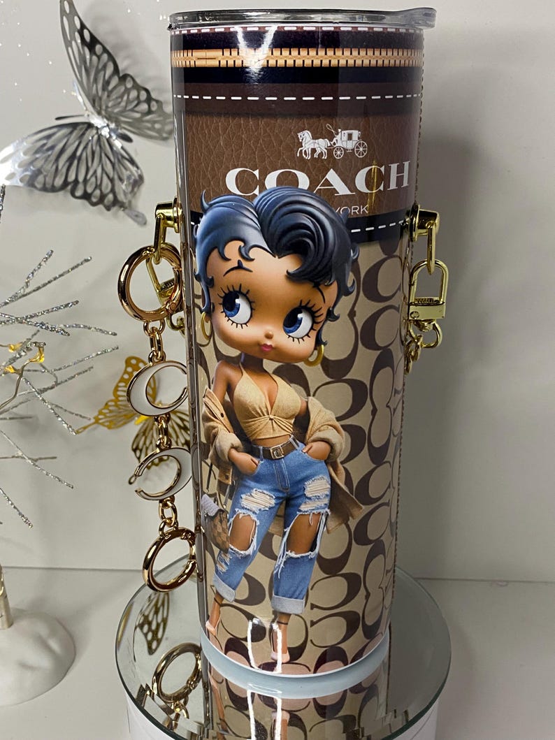 Betty Boop Designer Coach Tumbler Purse 20 Oz W/ Detachable Link Chain ...