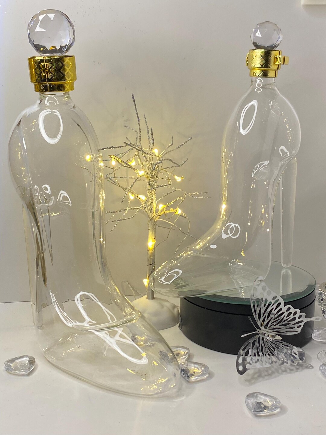 Elegant High Heel Shoe Glass Decanter – Glamorous Decorative Bottle ...