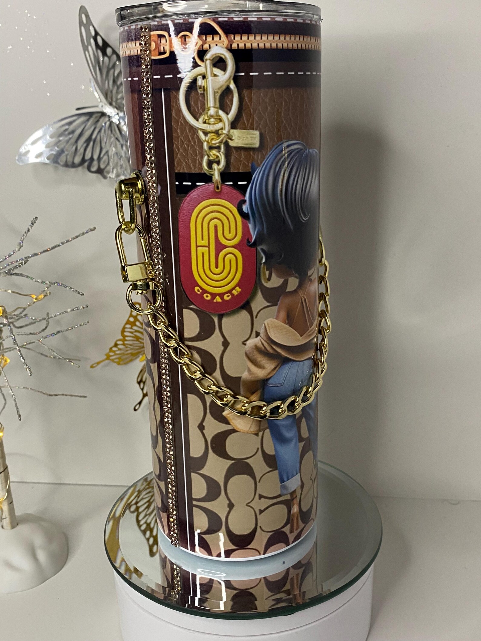 Betty Boop Designer Coach Tumbler Purse 20 Oz W/ Detachable Link Chain ...