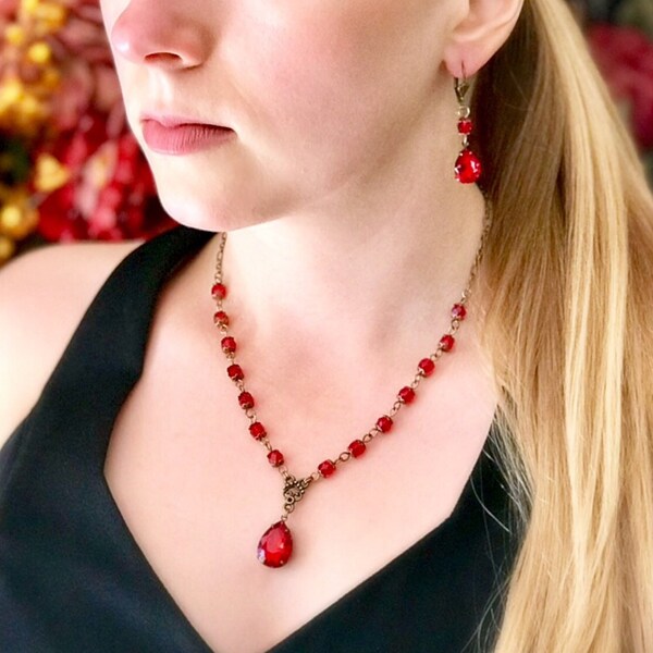 Red Jewelry Set - Etsy