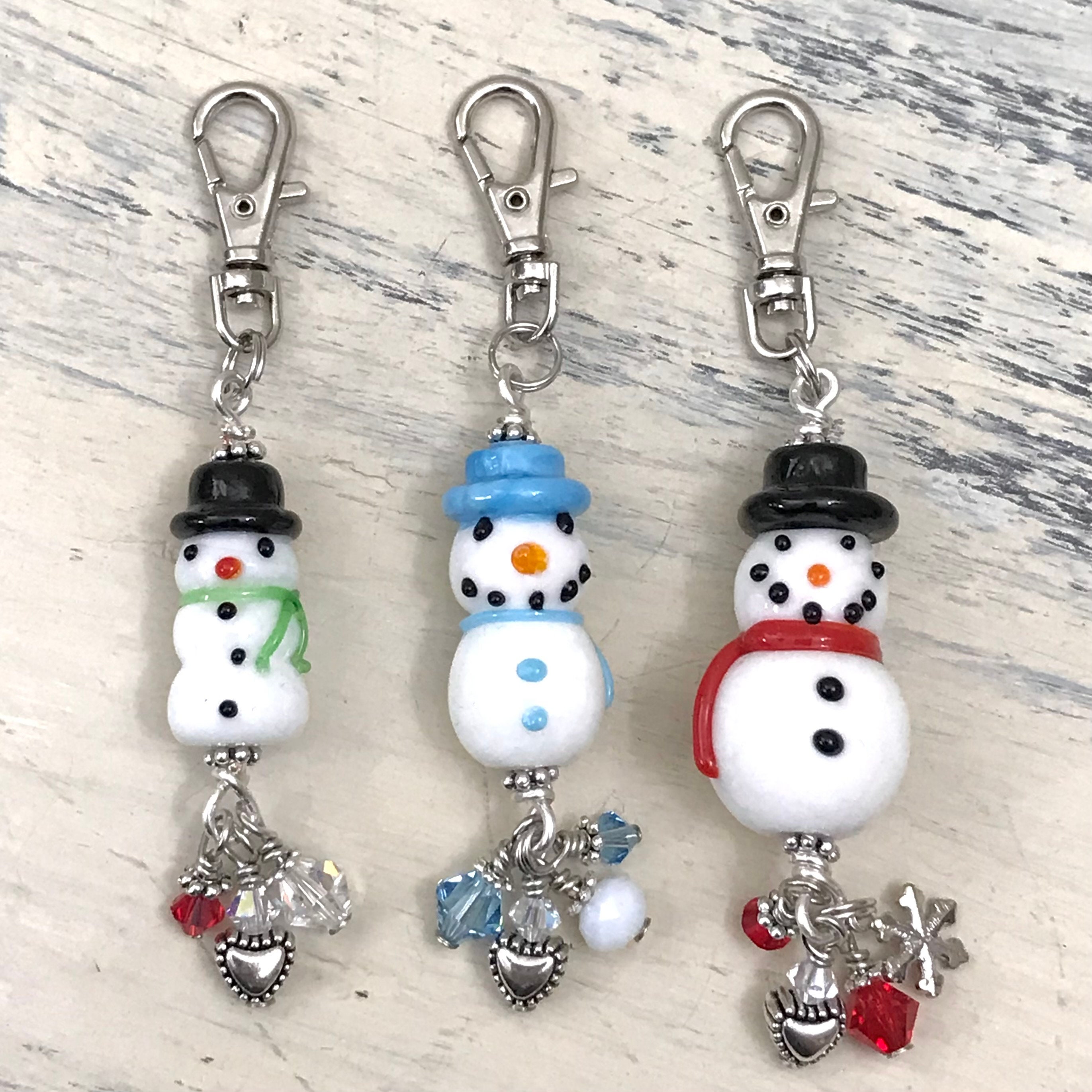 Snowman Zipper Pull, Snow, Holiday Charm, Christmas Purse Decor, Bag ...