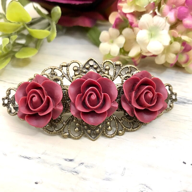 Red Rose Hair Pin - Etsy