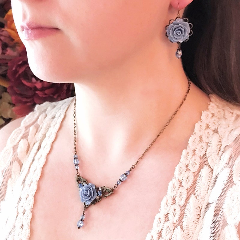 Arcane Necklace Blue Rose - Etsy