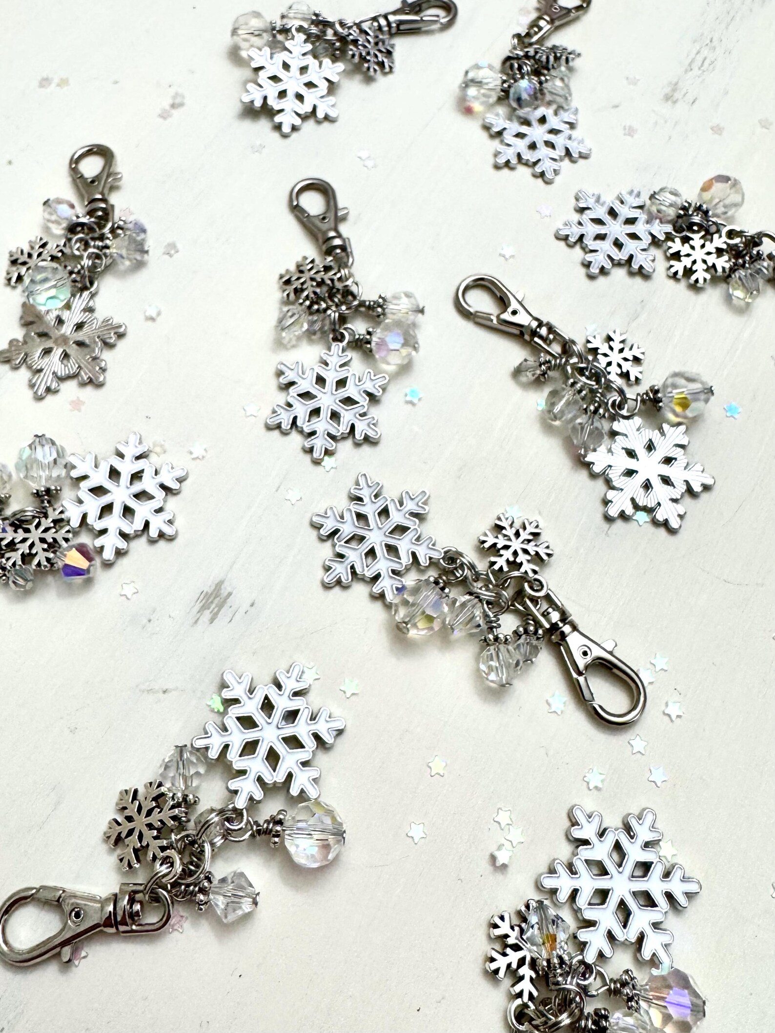 Sparkly Winter Snowflake Zipper Pull, Purse Charm, Belt Bag Decoration ...