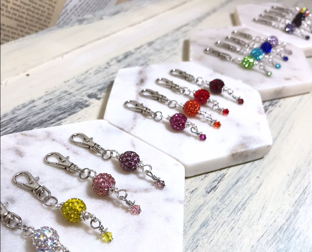 Sparkly Rhinestone Zipper Pull Charms, Disco Ball Charm, Purse Pulls ...