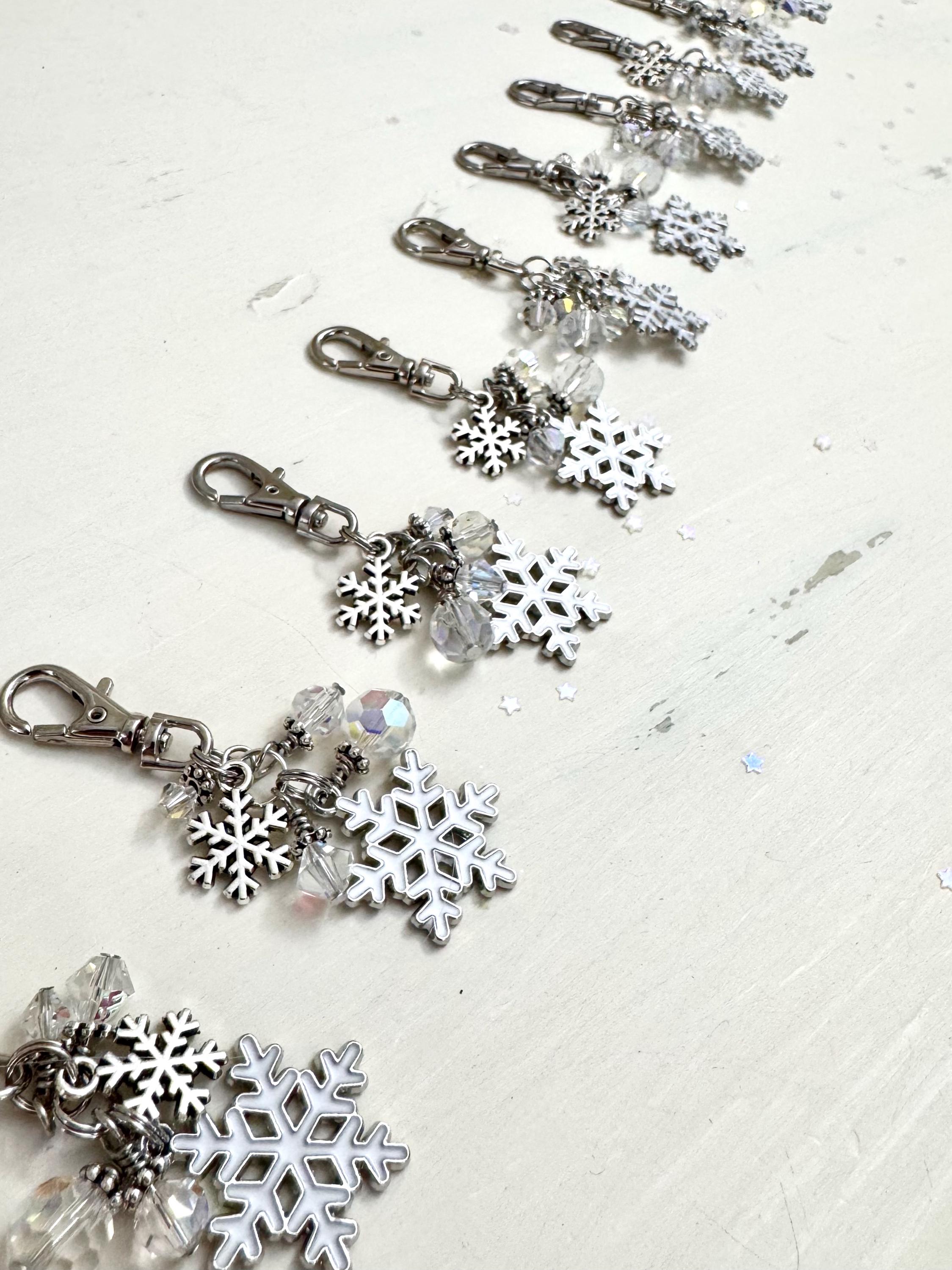 Sparkly Winter Snowflake Zipper Pull, Purse Charm, Belt Bag Decoration ...