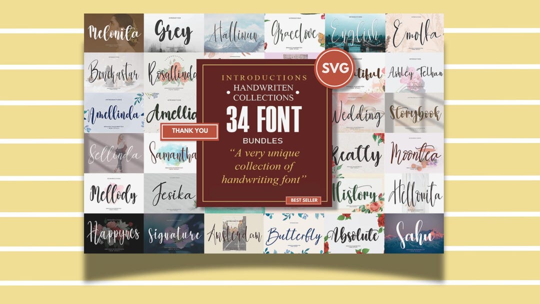 Script Handwriting Font Big Bundle | Sale| Vintage Canva Fonts| Cricut ...