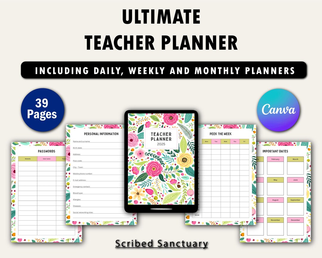 Printable Teacher Planner, Lesson Plan, Teacher Plans, Classroom ...