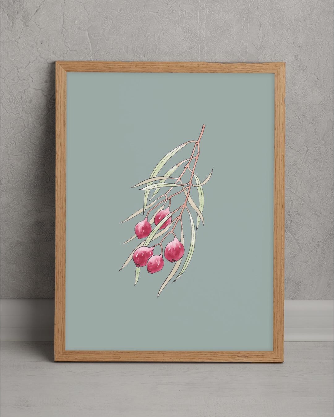 Quandong on Slate - Native Australian Printable Wall Art - Hand Painted ...