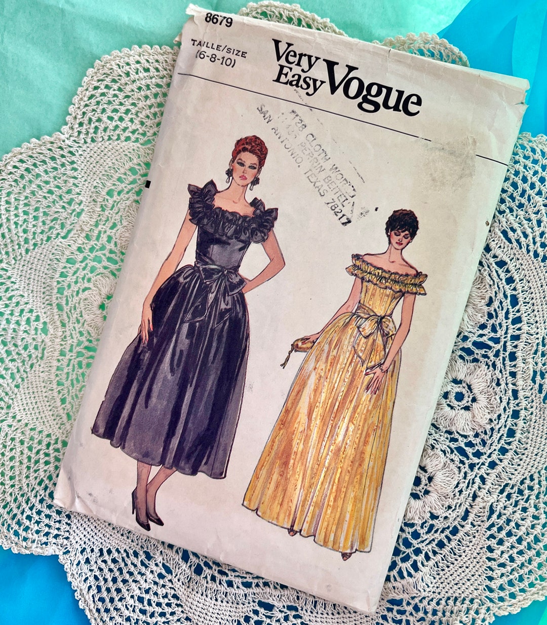Vintage Vogue 8679 Prom Dress Sewing Pattern: Off-shoulder Ruffle ...