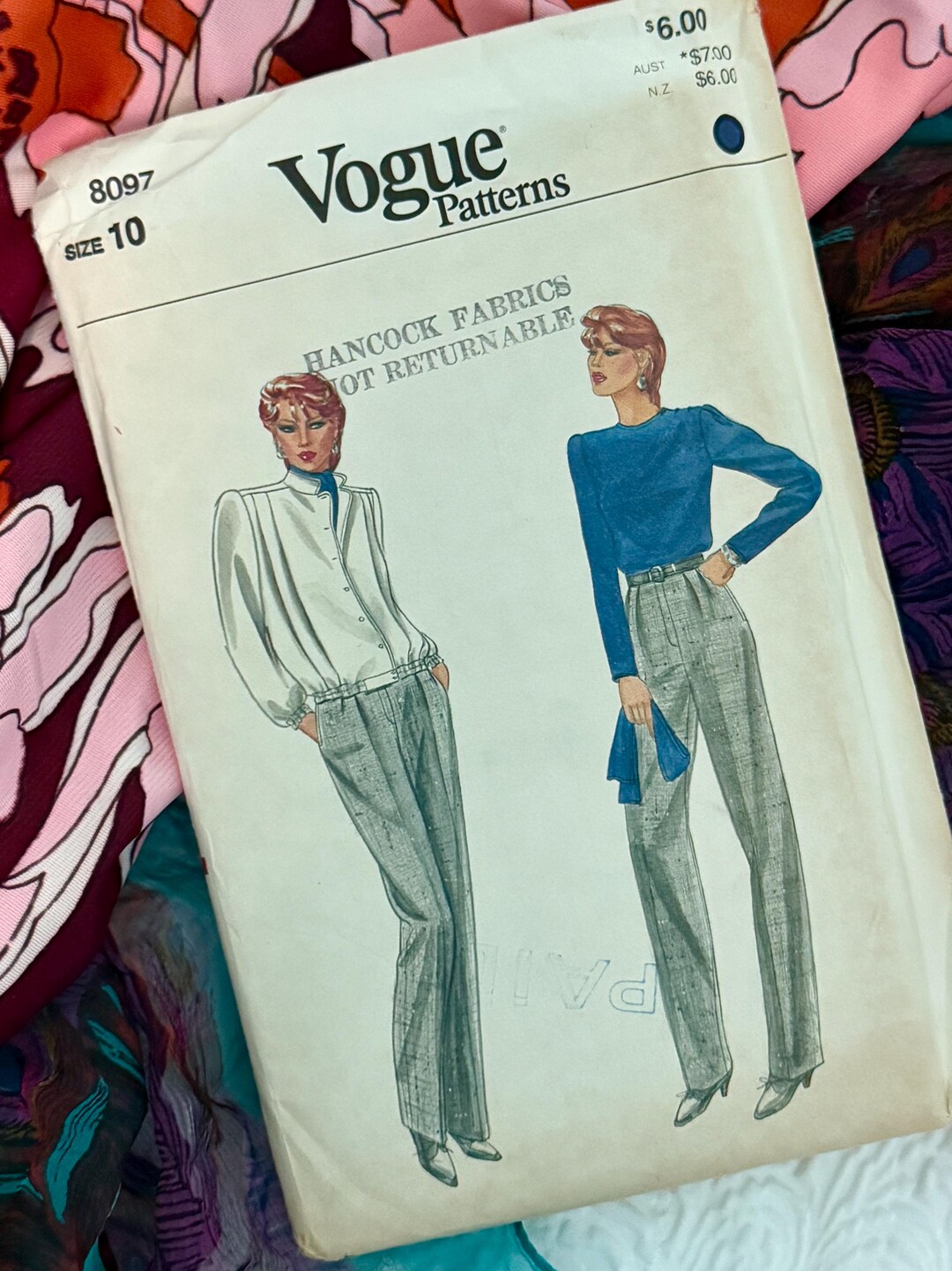 Vintage Vogue 8097 Sewing Pattern: High Waist Pants, Top, Jacket ...