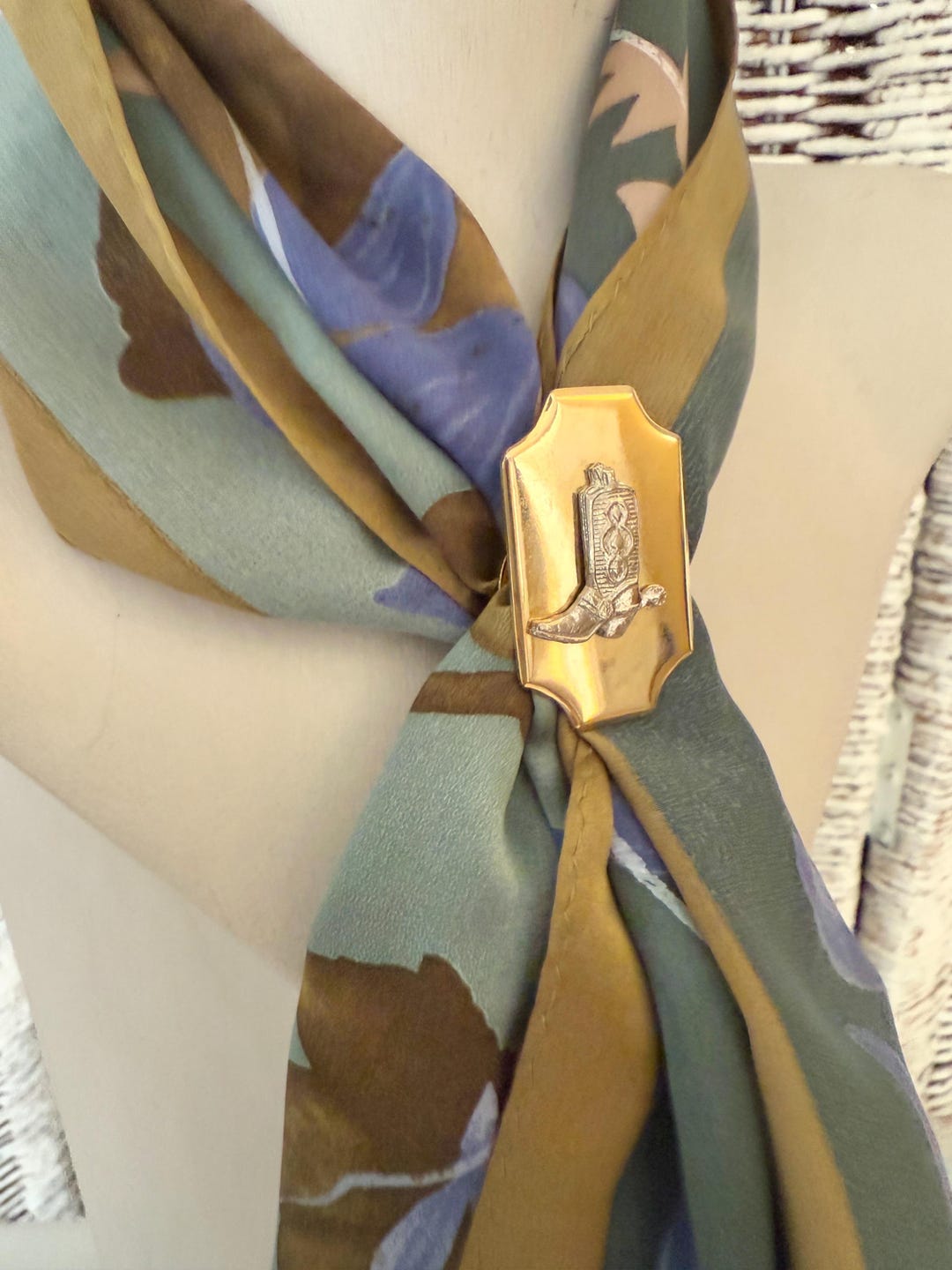 Cowboy Boot Scarf Clip, 2-tone Metal Scarf Ring, Western Wear Statement ...