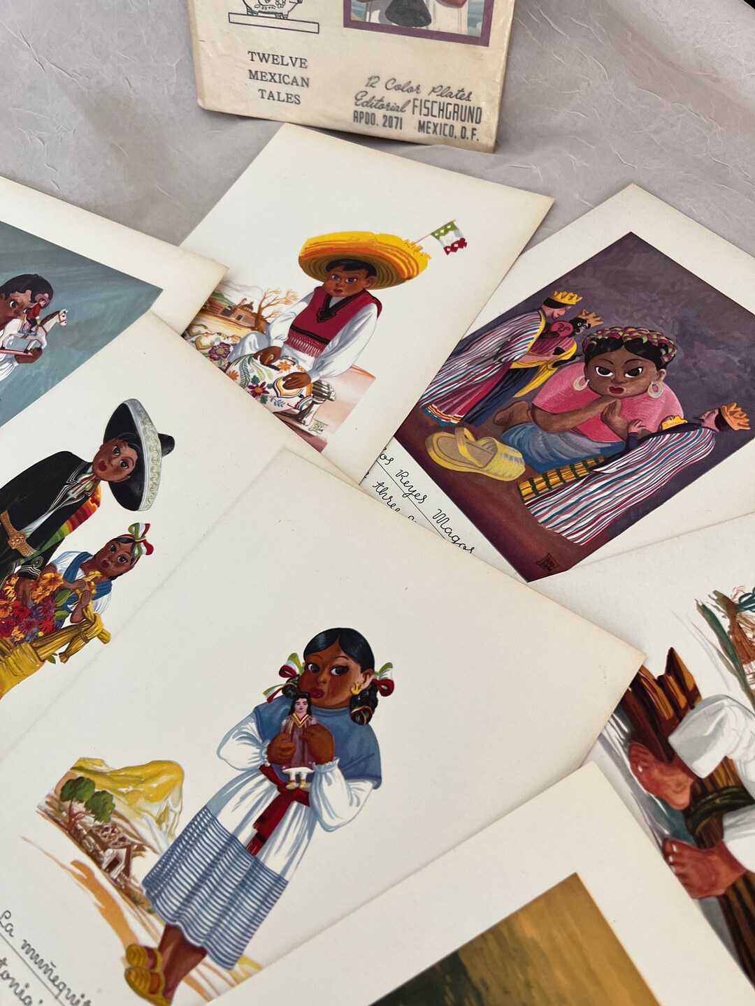 Mexican Stories Art, Individual Color Illustrations, Copyright 1949 ...