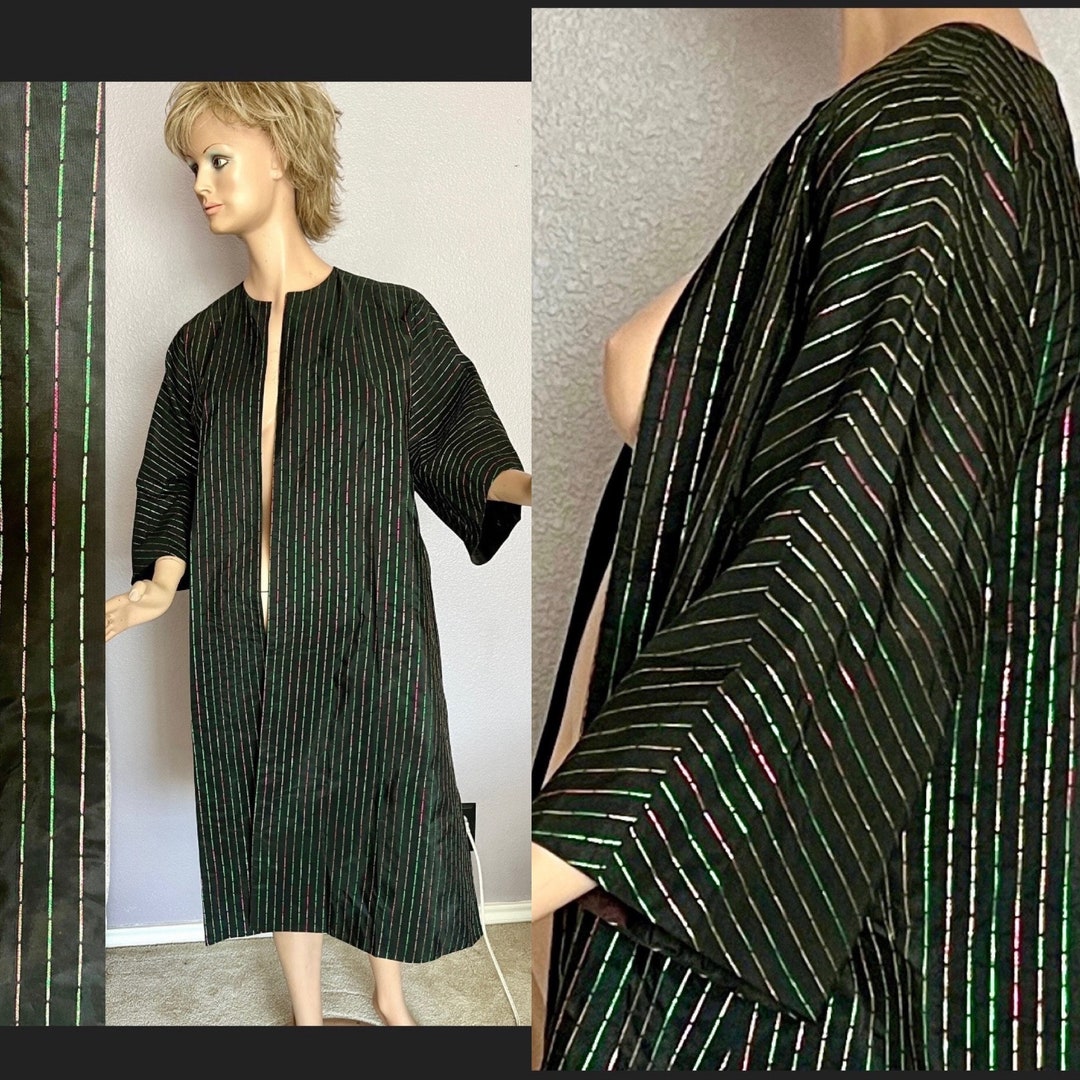 Shimmery Caftan, Metallic Lurex Stripes, Swing Coat, Duster, Bell ...