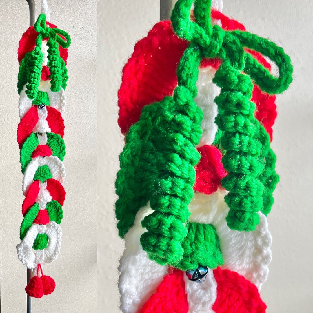 Holiday Door Decor, Chunky Knit Christmas Hanging, Jingle Bells, Hand ...