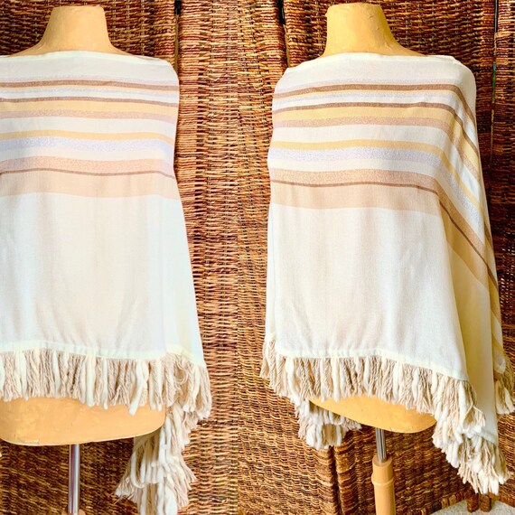Woven Textile Poncho, Metallic Threads, Earth Tones, … - Gem