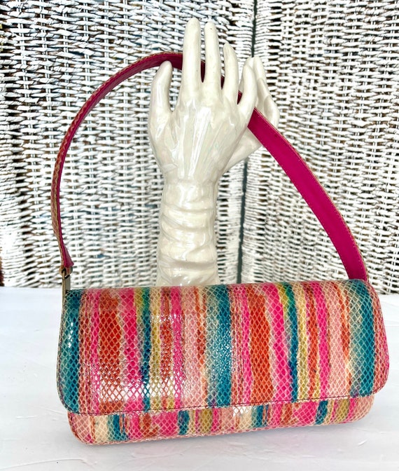 2000s Vintage Stuart Weitzman Snake Skin Hangbag - Gem