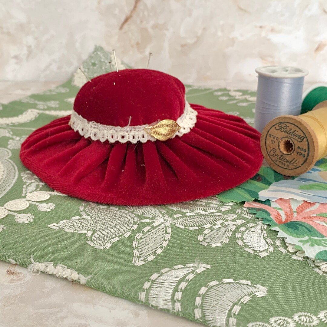 Vintage Pin Cushion, Ladies Hat Design, Handcrafted, Sewing Notion ...