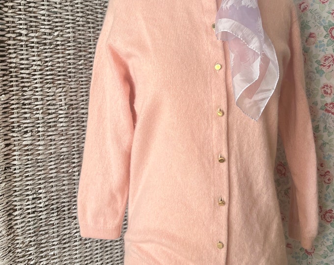Blush Pink Cashmere Cardigan, Pin up Sweater, Scotland, Bombshell ...