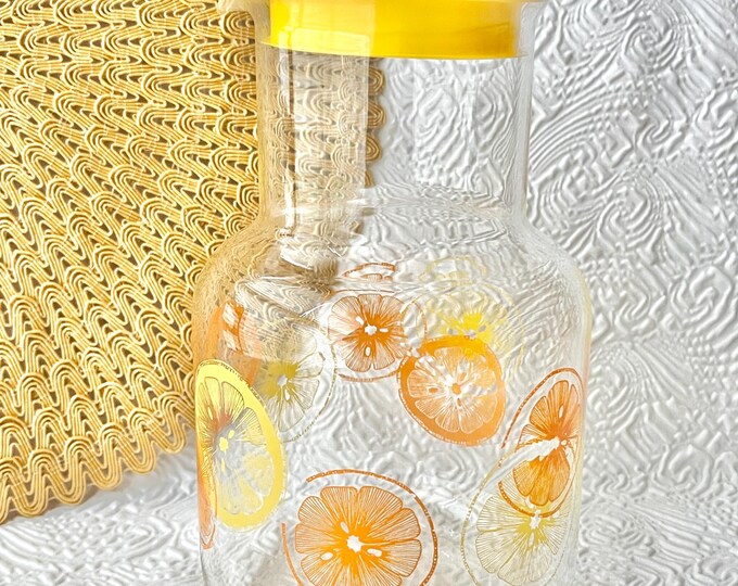 Pyrex Glass Juice Bottle, Pyrex Decanter Pitcher, Lemons, Oranges, Mid ...