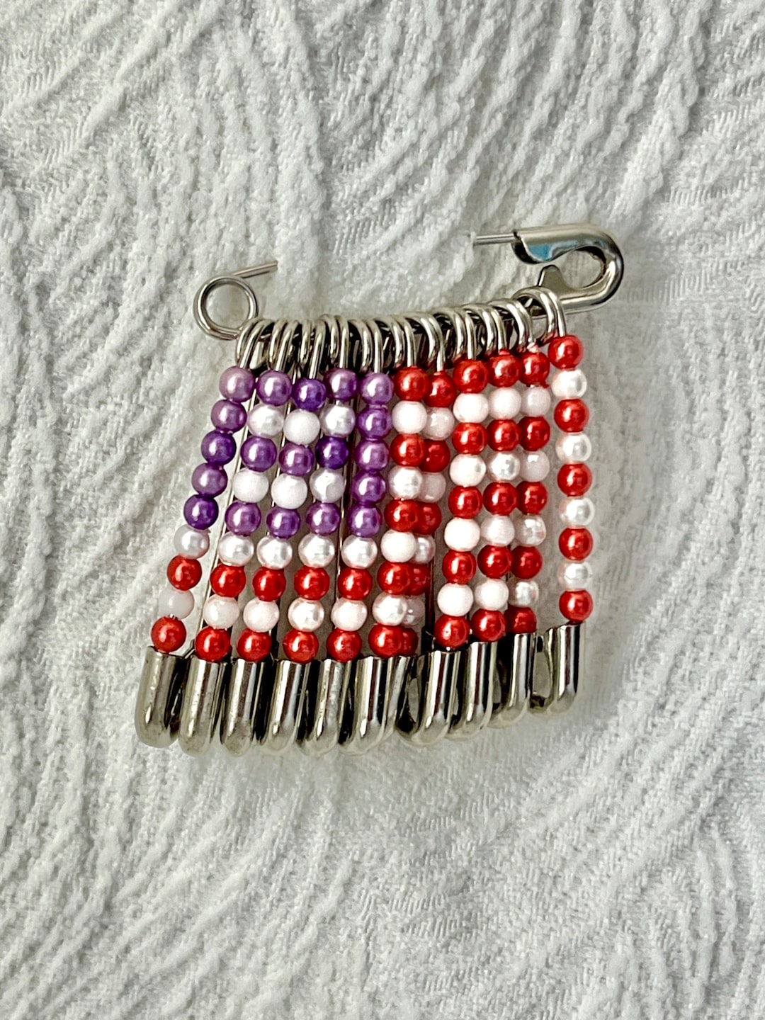 American Flag Pin, Beads, Safety Pin Jewelry, Red White and Blue ...
