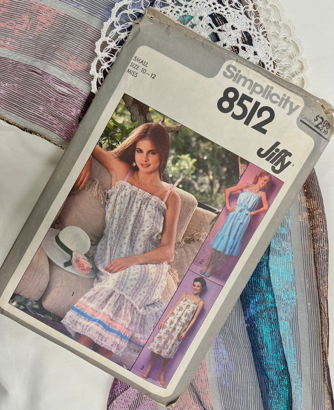 Vintage Sewing Pattern, Slip Dress, Sun Dress, Ruffle, Simplicity 8512 ...