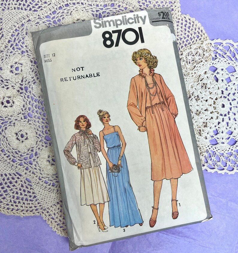 Vintage Slip Dress Sewing Pattern: Simplicity 8701, Spaghetti Straps - Etsy