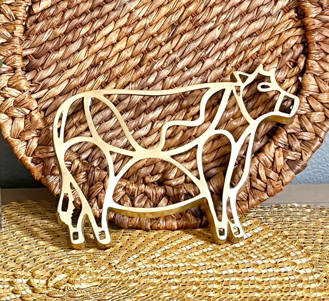 Darling Cow Brass Trivet, Beef, Cut Out Design, Vintage Home Decor - Etsy
