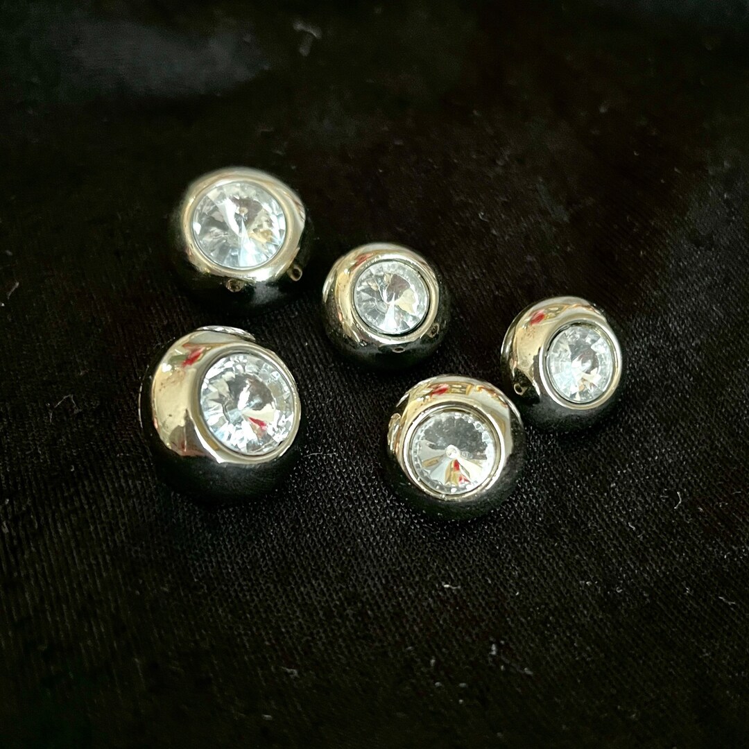Vintage RHINESTONE BUTTONS, Faceted, Chunky Setting, Shank Buttons, Lot ...