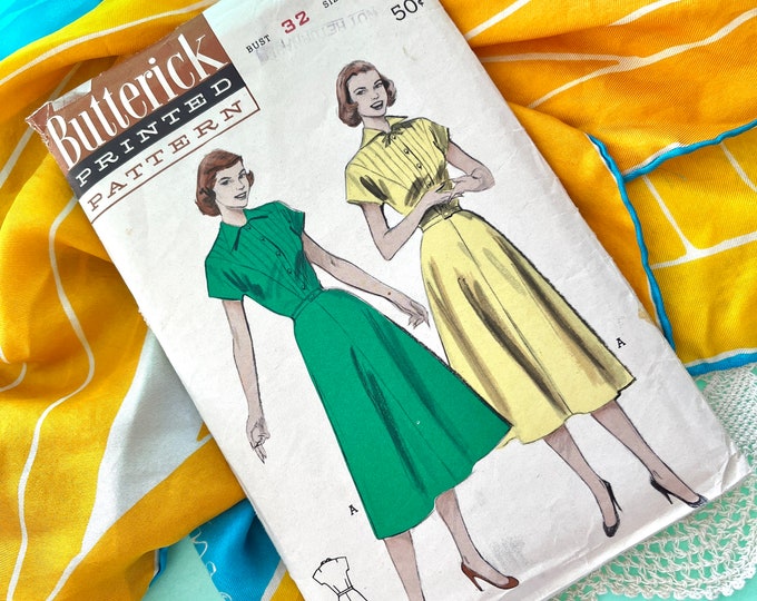 Vintage 50s Sewing Pattern, Shirt Dress, Complete, Instructions ...