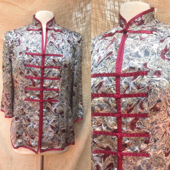 Asian Style Silk Caftan, Kimono, Jacket, Blazer, Abst… - Gem