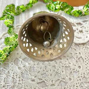 Vintage Brass Bell, Holiday Decor, Cut Out Edge, Engraved, Christmas ...