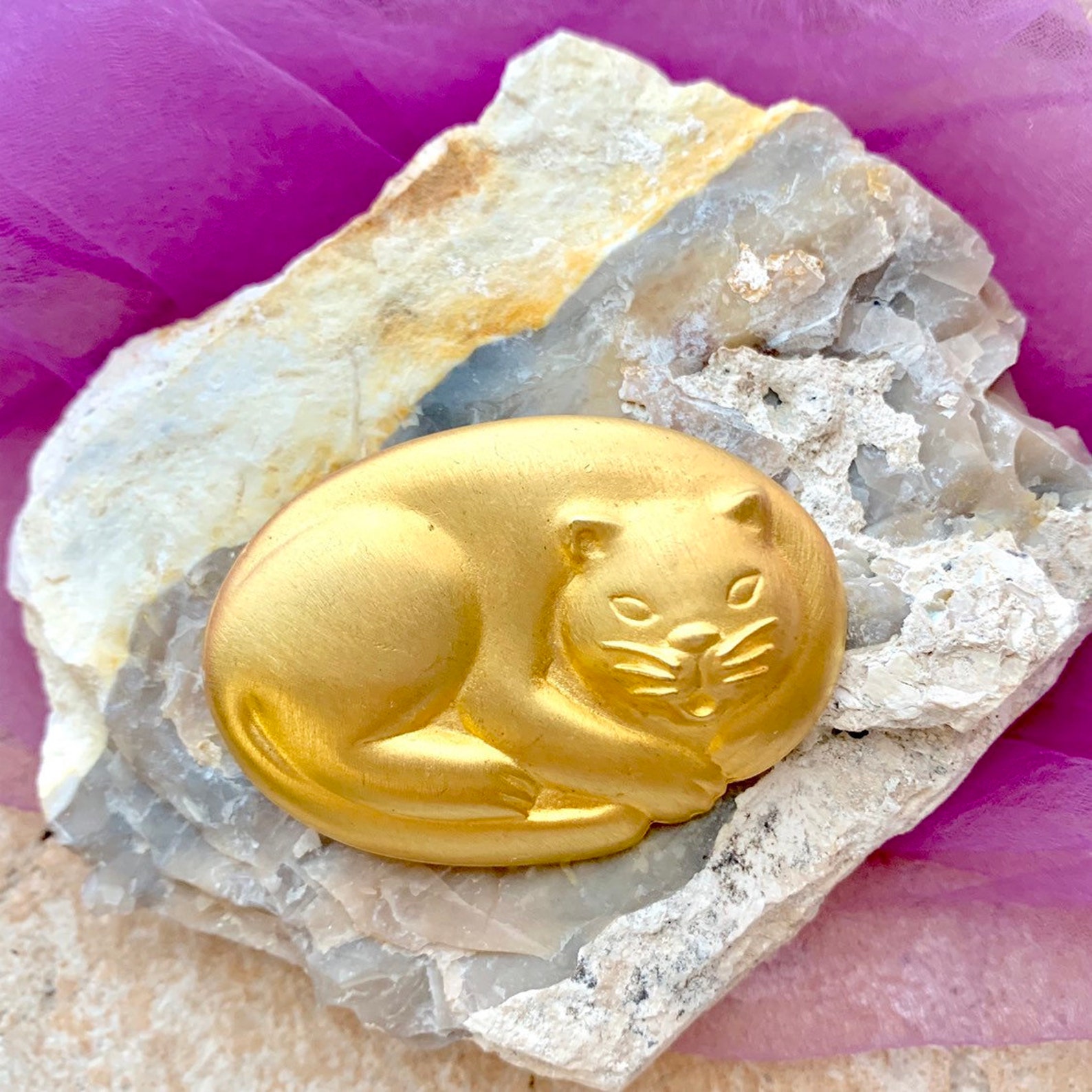 Vintage Pin Sleeping Cat Kitty Napping Signed JJ | Etsy