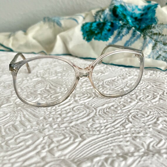 Big Glasses Frames Vintage 80s Nerd Silvery Clear L Gem