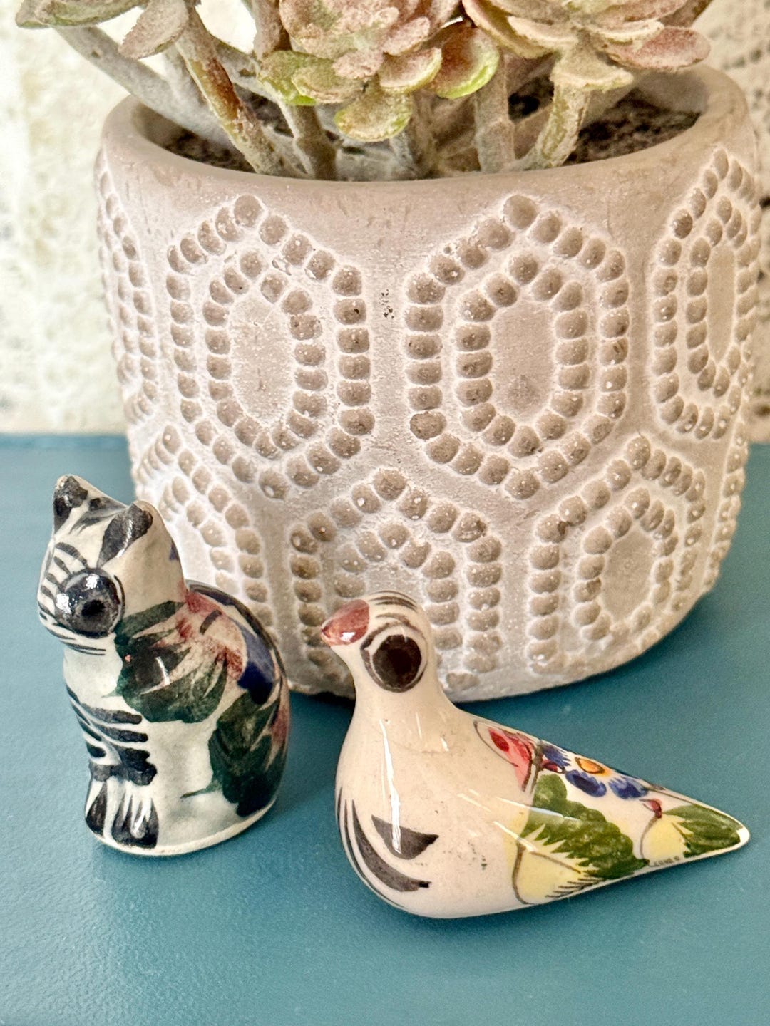 Miniature Mexican Pottery Animals, Hand Painted Tonala Designs, Set 2 ...