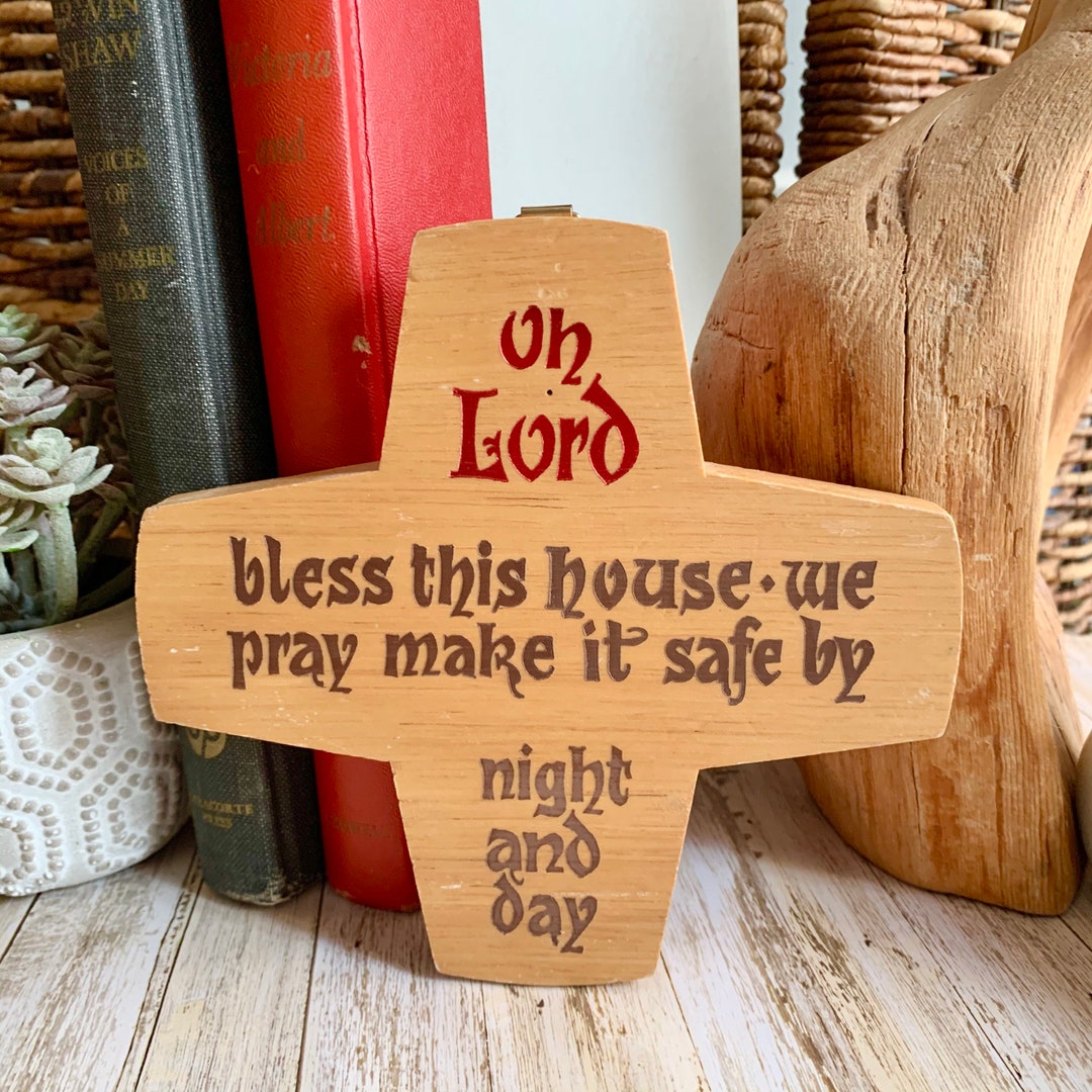 Vintage Wood Cross: 60s House Blessing Wall Hanging - Etsy