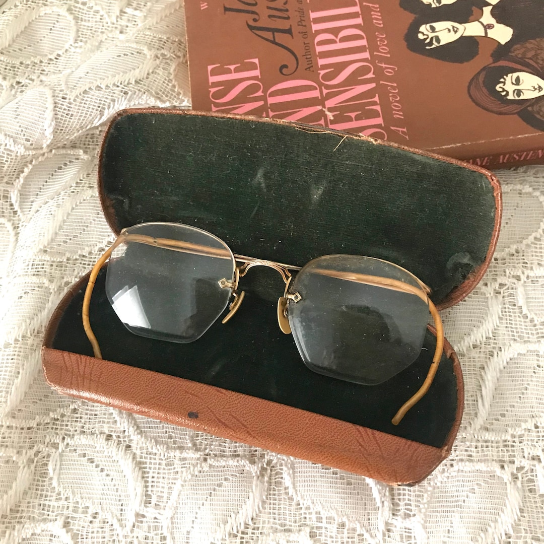 Very Old Wire Frame Glasses 14KGF Steampunk Decor, Vintage 40s Eyewear ...