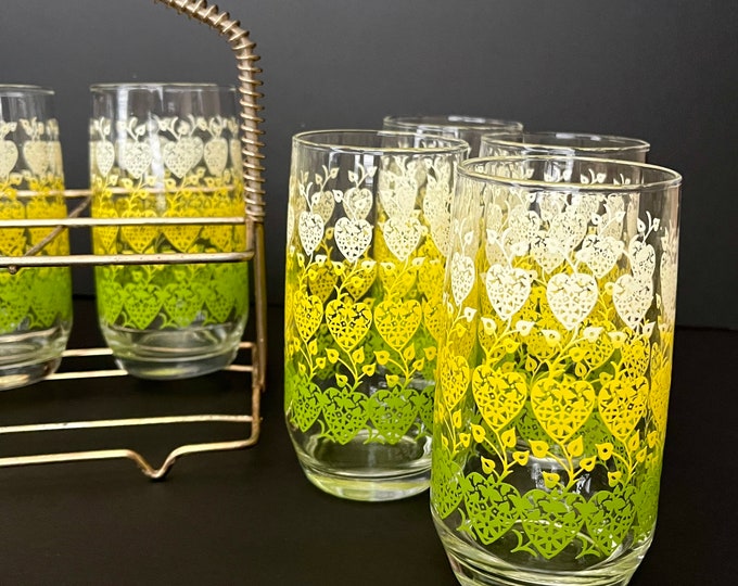 Groovy Vintage Glassware, Set 8 With Caddy, Mid Century - Etsy