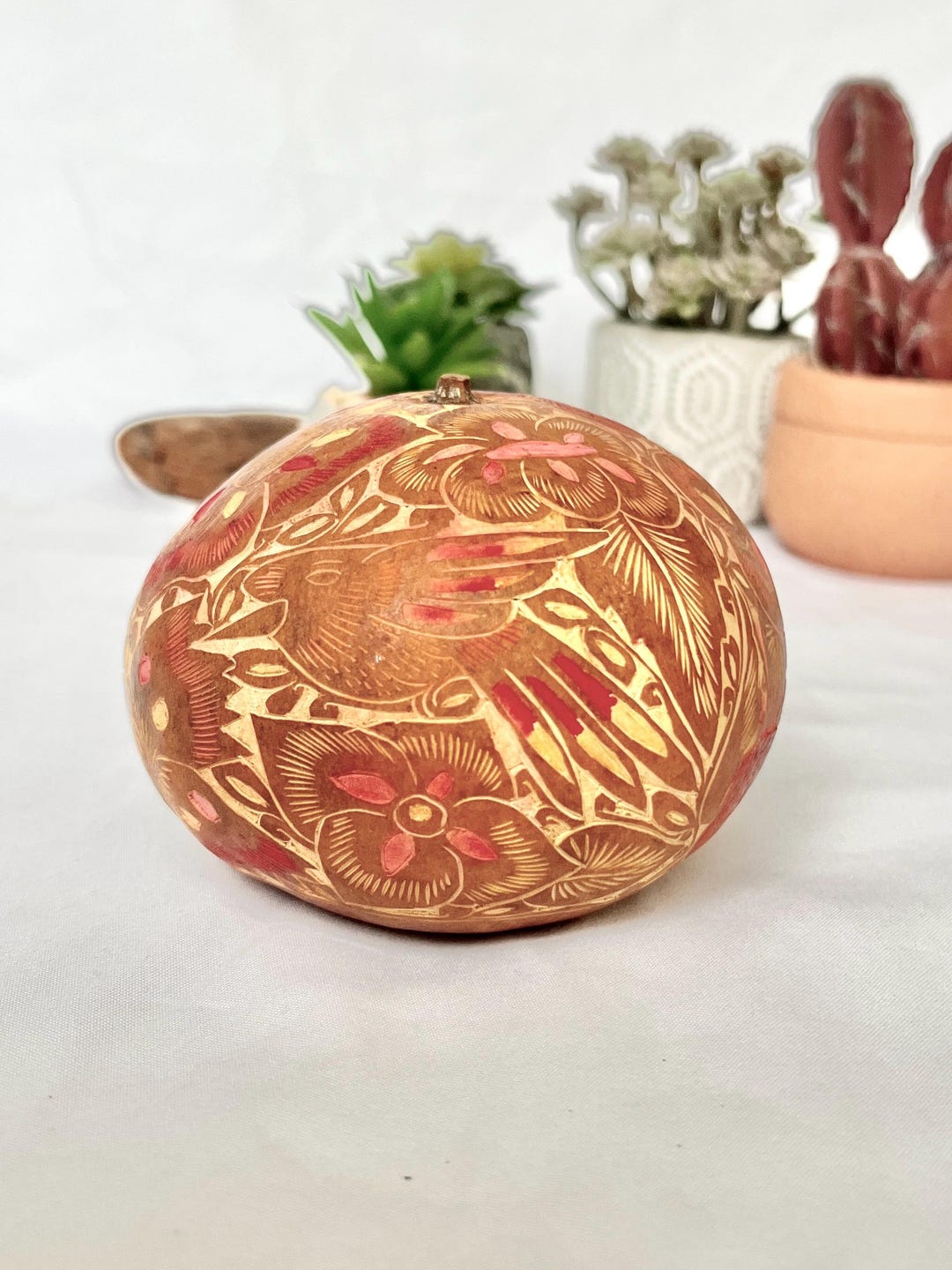 Carved Gourd Art, Artisan Made, OOAK Decor, Natural Artwork, Mexico ...