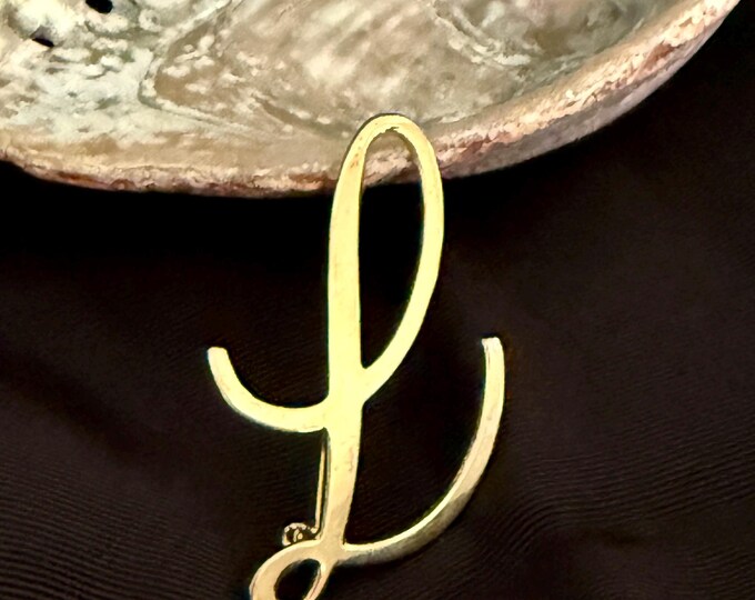 Cursive Letter L Brooch, Script Letter Jewelry, Initial L Pin, Vintage ...
