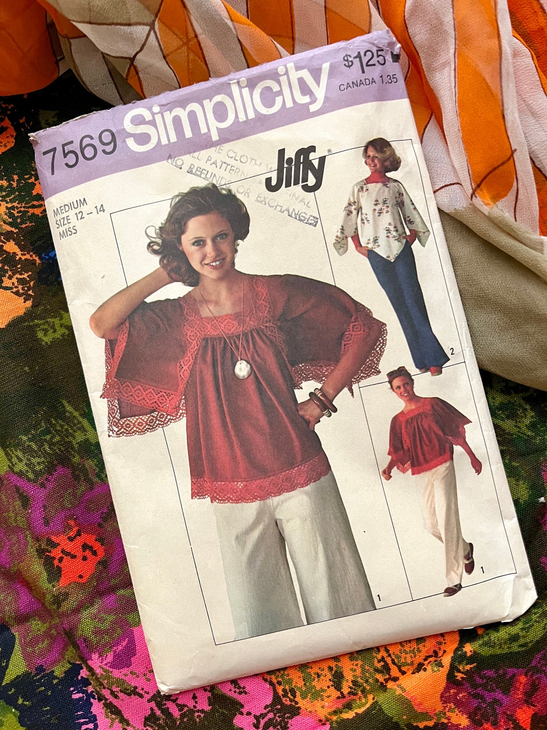 Vintage Simplicity Sewing Pattern, Top, Hippie Style, Angel Sleeves ...