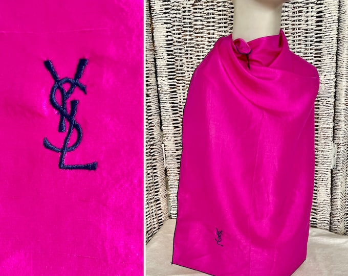 Large Silk Scarf, YSL, Signed Logo, Large Foulard, 29 Square, Yves ...